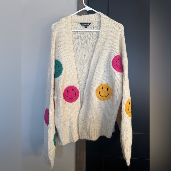 DAVI & DANI | Sweaters | Davi Dani Cream Cardigan With Colorful Smiley ...